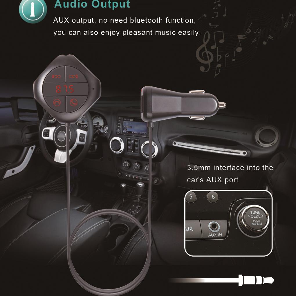 Car MP3 Music Player FM Transmitter Modulator AUX Out Bluetooth ...