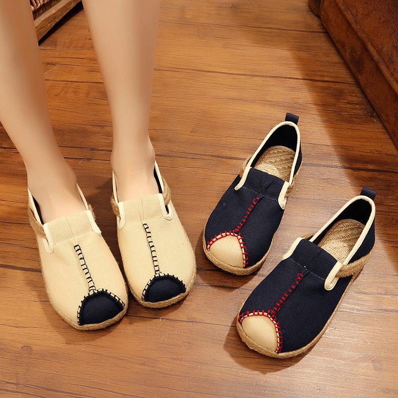 Buy Cotton and Linen Low-top Cloth Shoes College Wind Hand-stitched ...