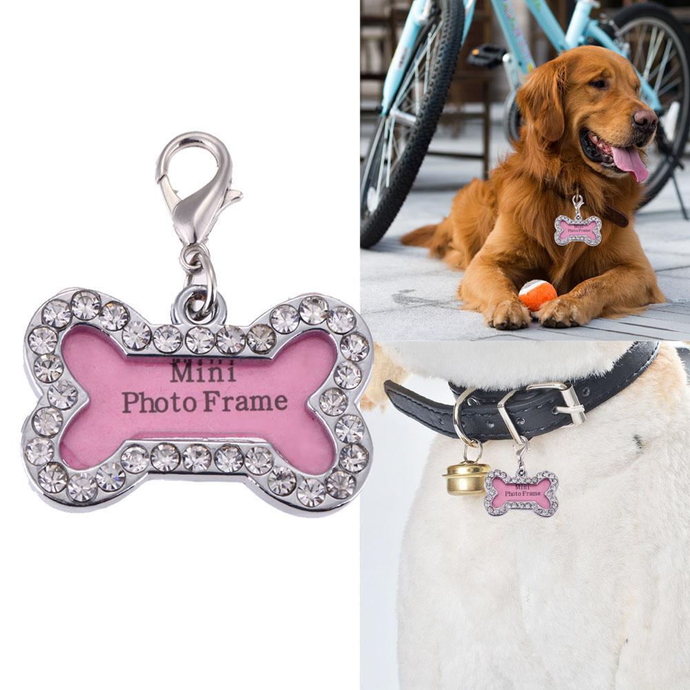 Pet Cat Dog ID Tags Customized Personalized Bone Shaped Alloy Crystal ...