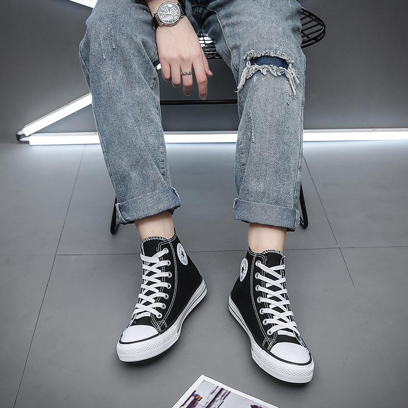 Kaufe Herren Hightop Canvas Skateboard Schuhe All Seasons Flat Hightop ...