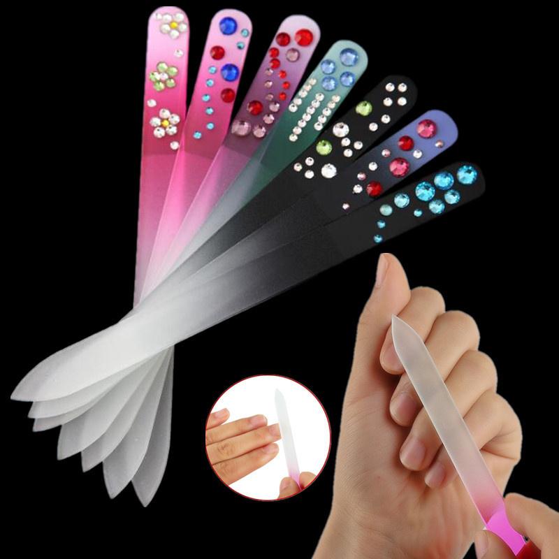 Buy Professional Crystal Gradient Rainbow Glass Nail Files Buffers ...