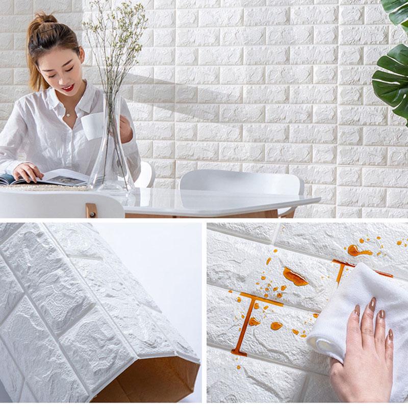 Buy 3D Brick Stone Rustic Effect Self-adhesive Wall Paper Sticker Home ...