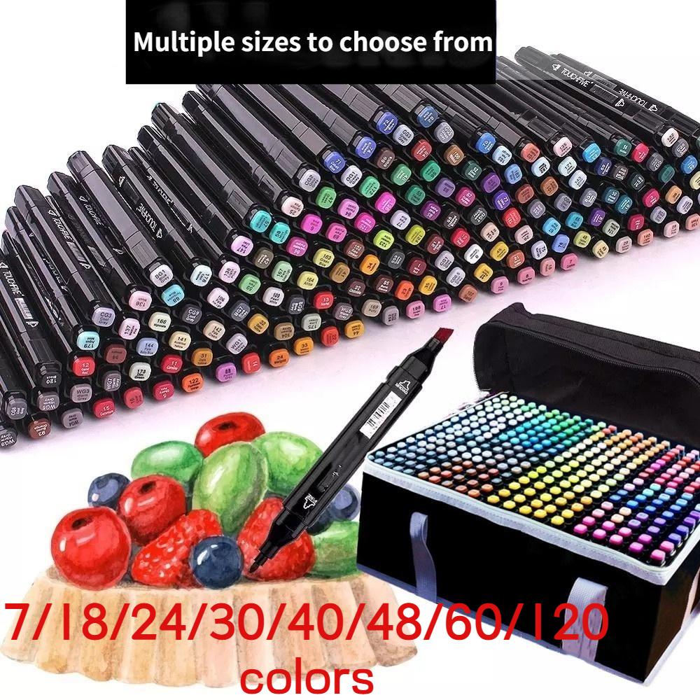 Buy 7/18/24/30/40/48/60/120 Colors Marker Watercolor Pen Comic Drawing ...