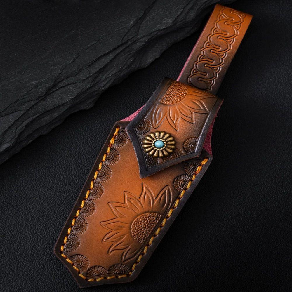 Brown Fold Knife 14.5*5.5cm Flashlight Belt Loop New Case Holder ...