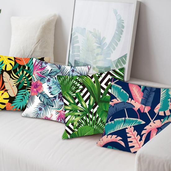 Buy Washable Pillow Case Wrinkle Free Fashion Green Tropical Leaves at ...