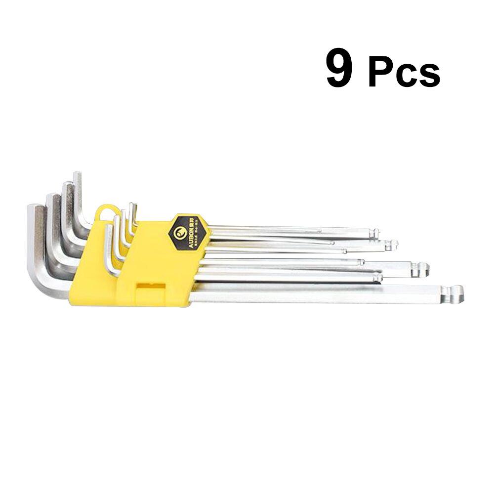 Buy 9Pcs High-carbon Steel Allen Wrench Chrome Plating Hex Key Tool Set ...