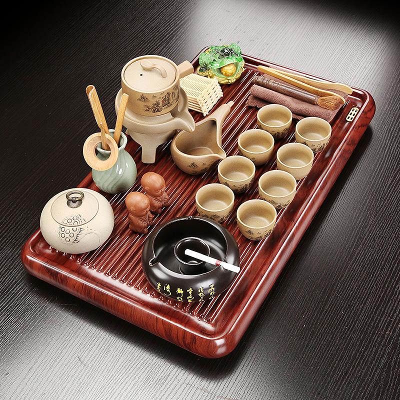 Chinese Tea set Tea Set Yixing Ceramic Kungfu Tea Sets Solid Wood Red ...