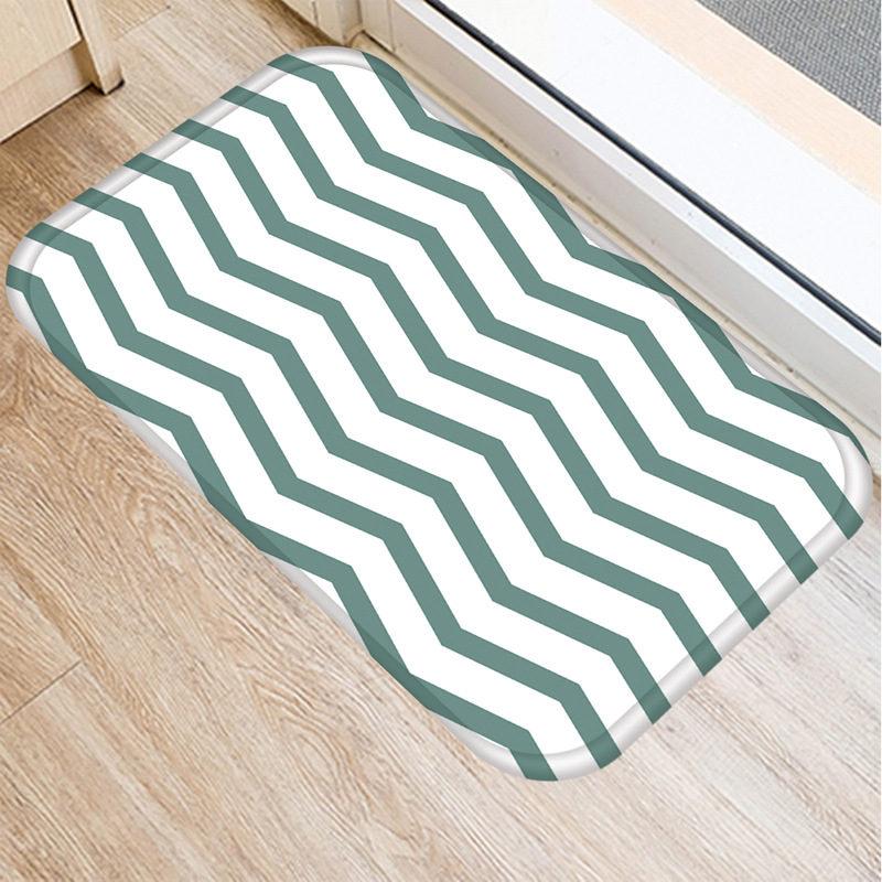 Green Geometric Pattern Anti-Slip Suede Carpet Door Mat Doormat Outdoor ...