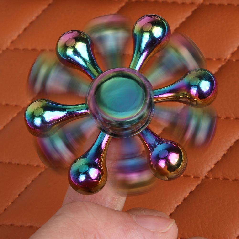 Rainbow Color Hand Spinner Six Arm Water Drop Wheel Alloy Fingertip ...