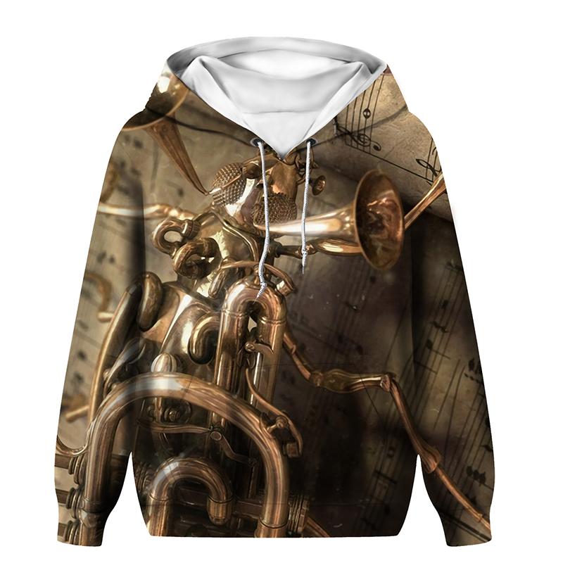 Teenager's 3d Musical Instruments Printed Loose Sport Hoodie Kid's ...