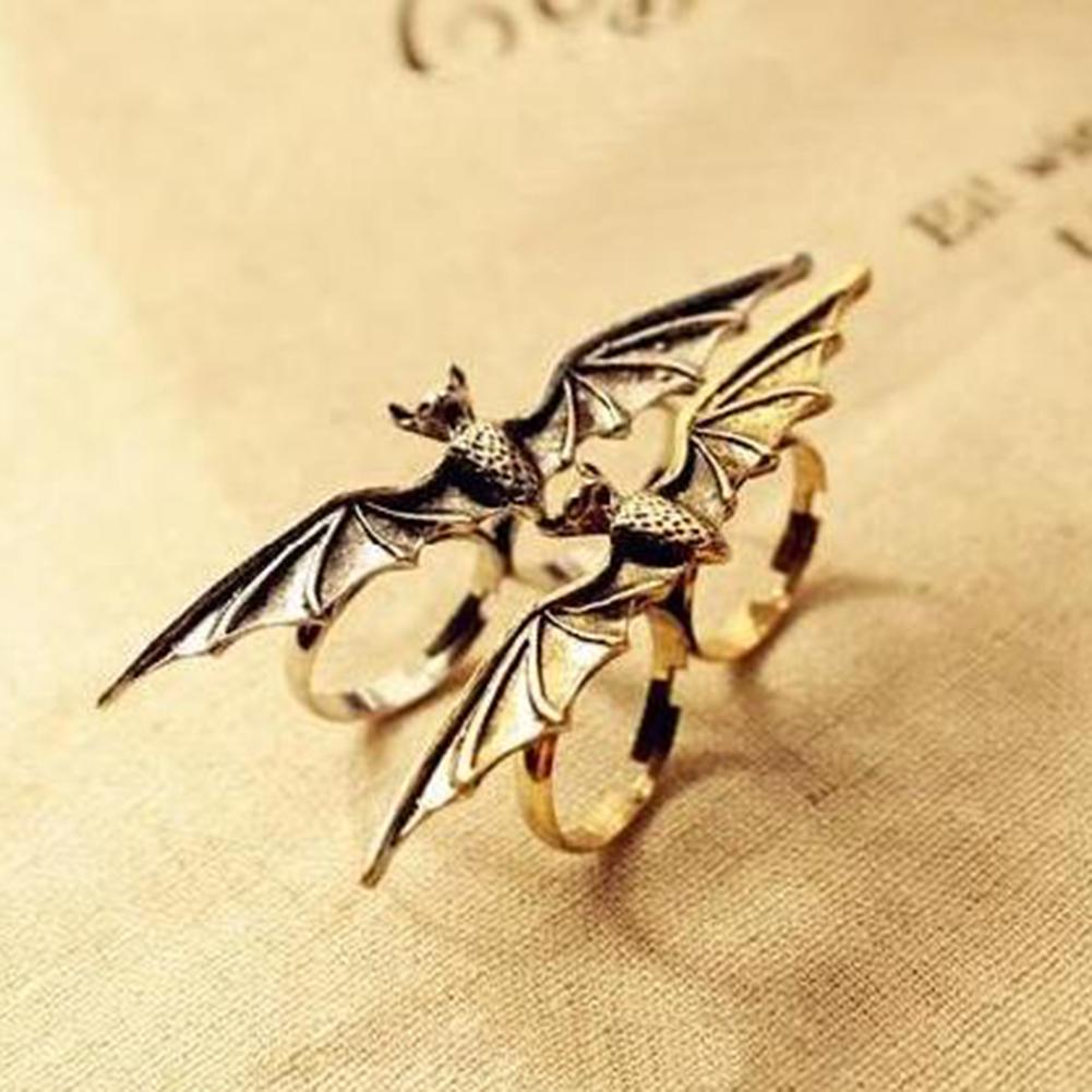 Buy Fashion Punk Style Big Retro Bats Two Fingers Ring Female Ring ...
