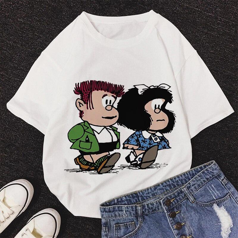 Cheap S-XL Cute Cartoon Mafalda Graphic Printed T-shirt For Womenwhite ...