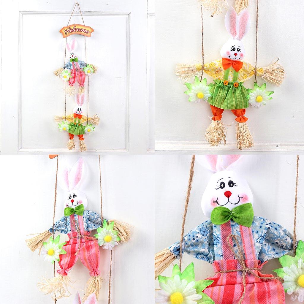 Buy Rabbit Swing Pendant Scarecrow Double Bunny Easter Doll at ...