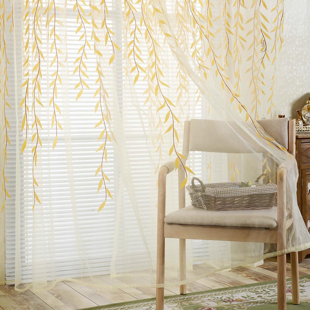 Buy Pastoral Style Willow Floral Window Curtain Bedroom Living Room ...