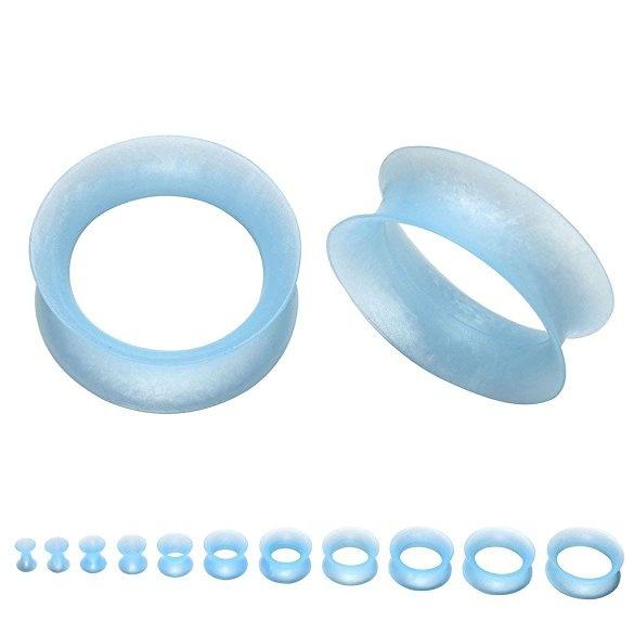 Buy Pair of Ultra-thin Silicone Pearl Flexible Double Flared Ear Plugs ...