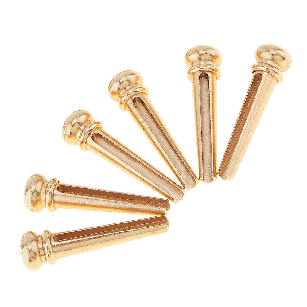 6pcs Stable Golden Brass Bridge Pins & Bridge Nut Saddle Set for Folk ...