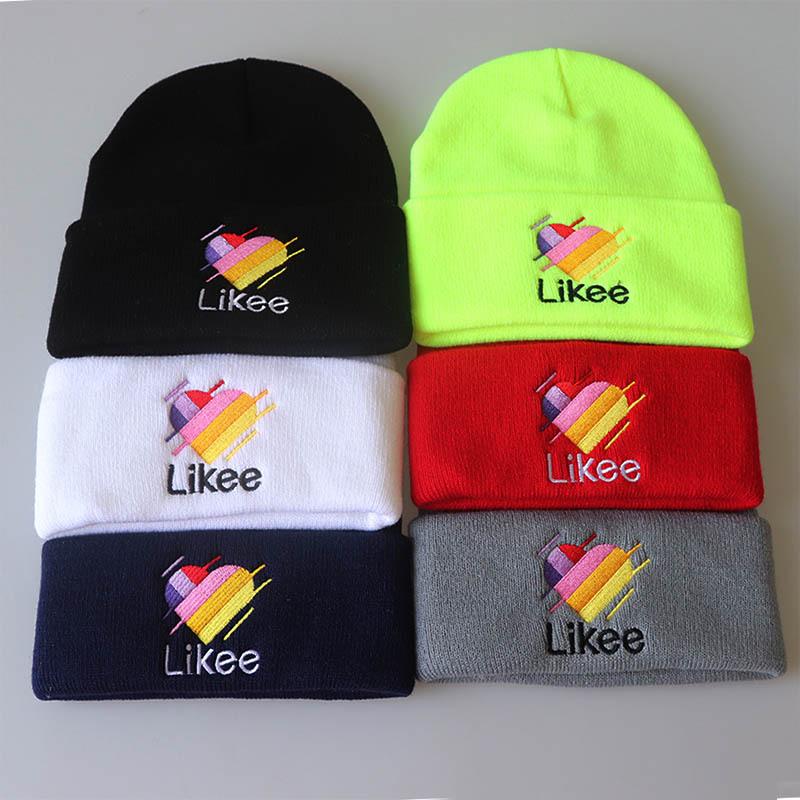 Buy Likee Embroidery Beanie Likee Knitted Hat Woolen Cap Hood Cold Hat ...