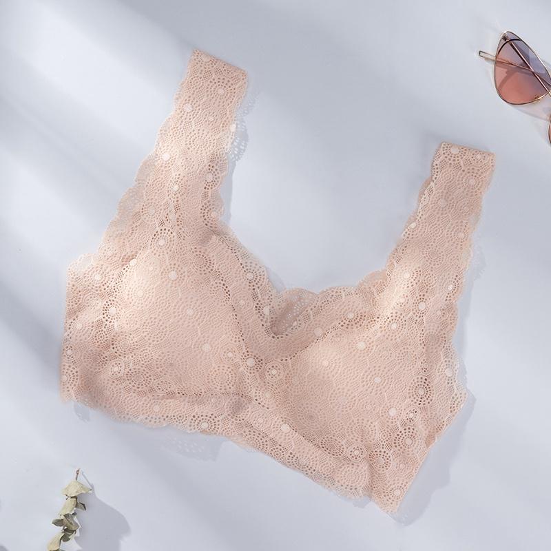 Buy Women Lace Seamless Ice Silk Padded Bra Push Up Tank Top Lingerie ...