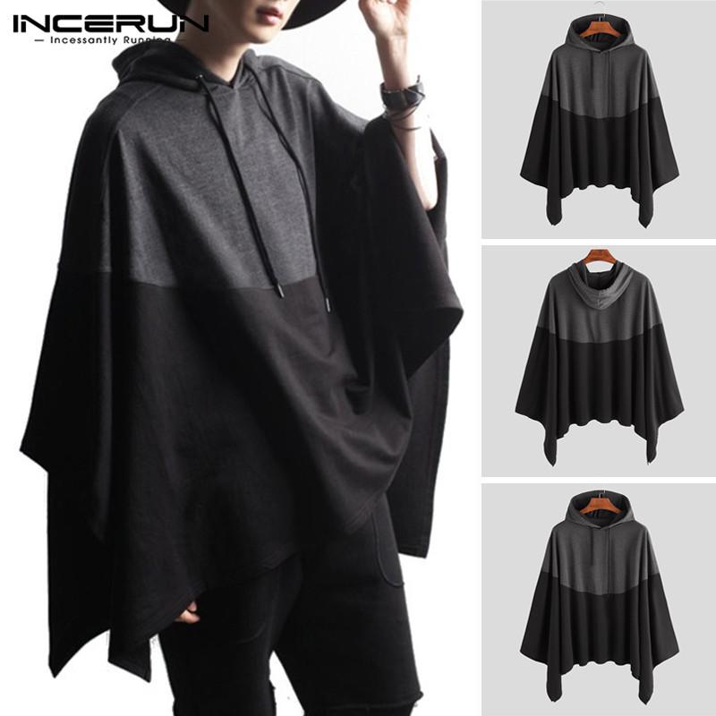 Buy INCERUN Men's Mantle Hoodies Long Sleeves Cloak Man's Coats Outwear ...
