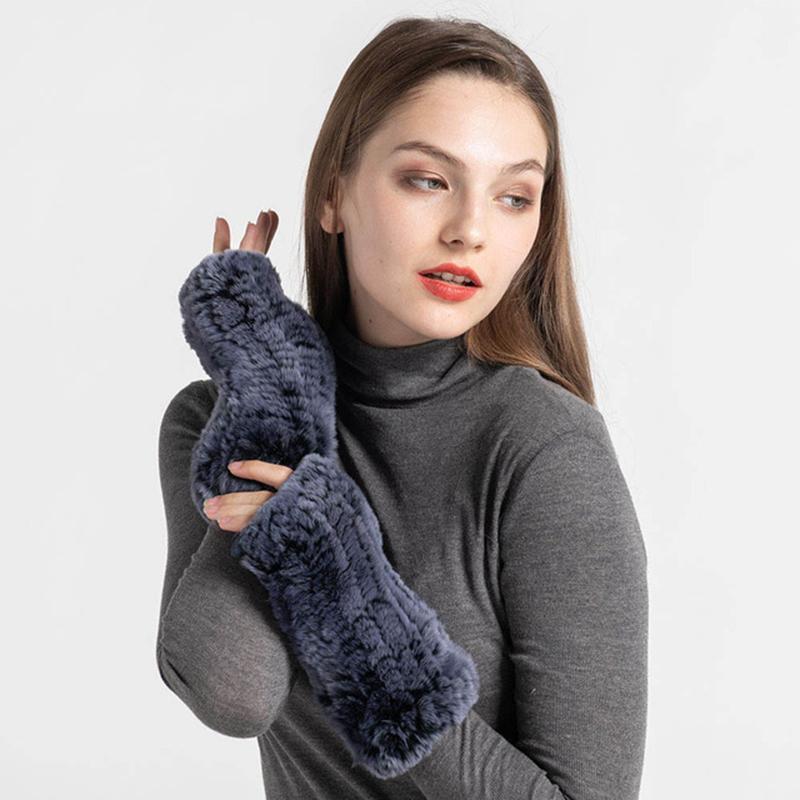 Buy Real Rex Rabbit Fur Gloves Women Natural Fur Mittens Winter Warm ...