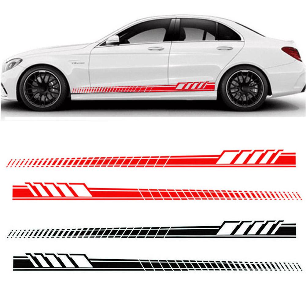 Buy 2pcs Car Auto Body Stickers Long Stripe Side Skirt Decoration Vinyl ...