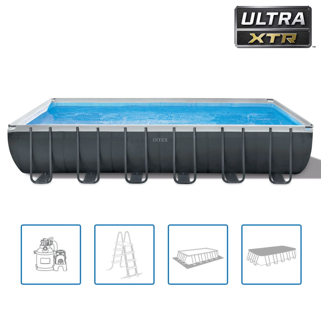 Buy Intex Swimming Pool Set Ultra XTR Frame Rectangular 732 X 366 X 132 ...