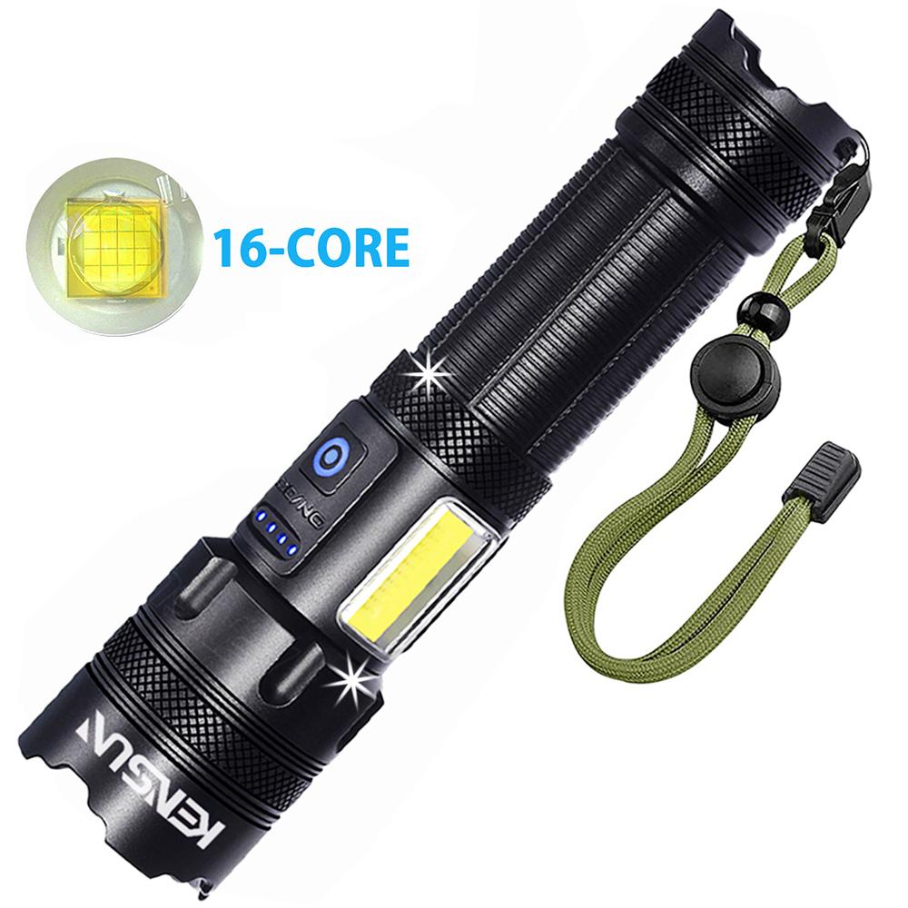 Kensun High Power 16 Core Rechargeable Led Flashlight Cob Light Xhp160 ...
