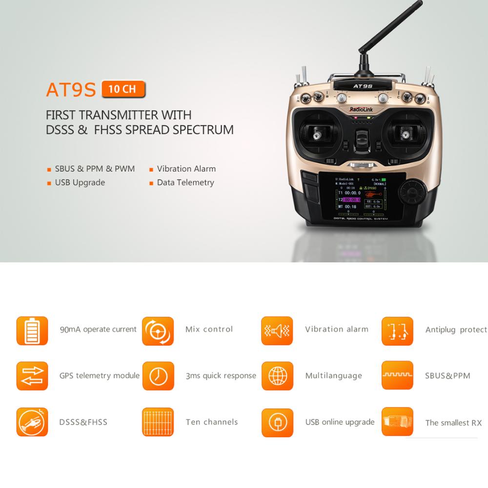 Buy RadioLink AT9S 2.4GHz 10CH Remote Control System Transmitter Mode2 ...