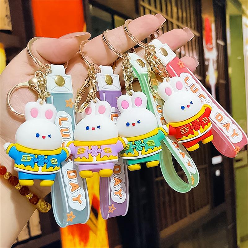 Buy Year Cartoon Rabbit Keychain Bag Pendant Car Key Ring Couple Gift ...