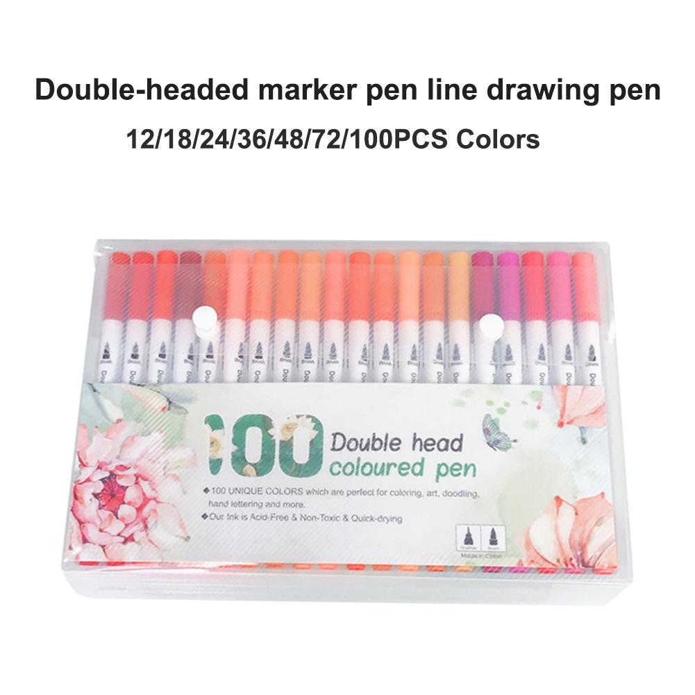 12/18/24/36/48/72/100PCS Colors Fineliner Brush Watercolor Pen Painting ...