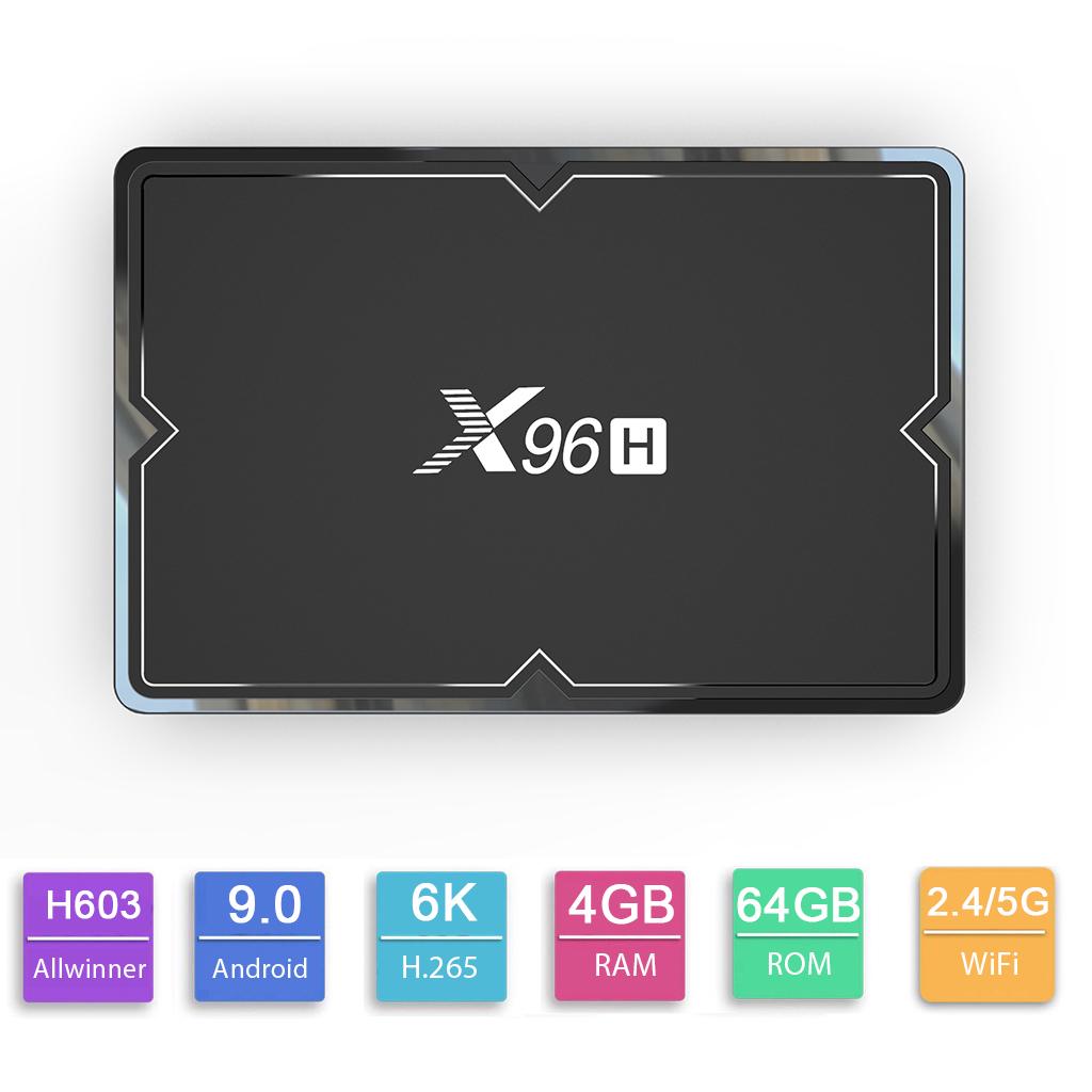 X96H 4GB + 64GB TV Kutusu Android 9.0 6K HDR Allwinner H603 2.4G + 5G ...
