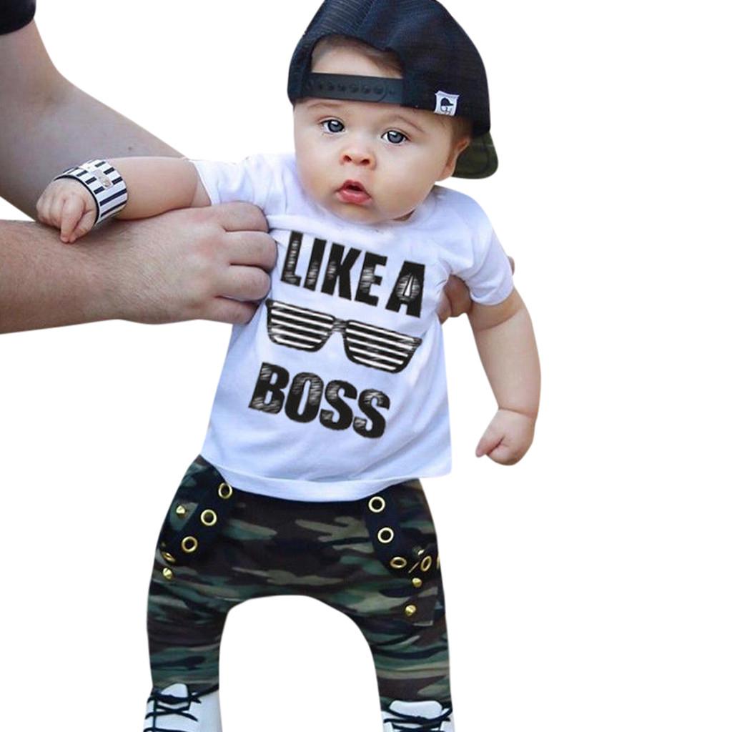 Buy Letter Tops T-shirt Camo Pants 2PCS Newborn Toddler Baby Boys Outfits Set at affordable ...