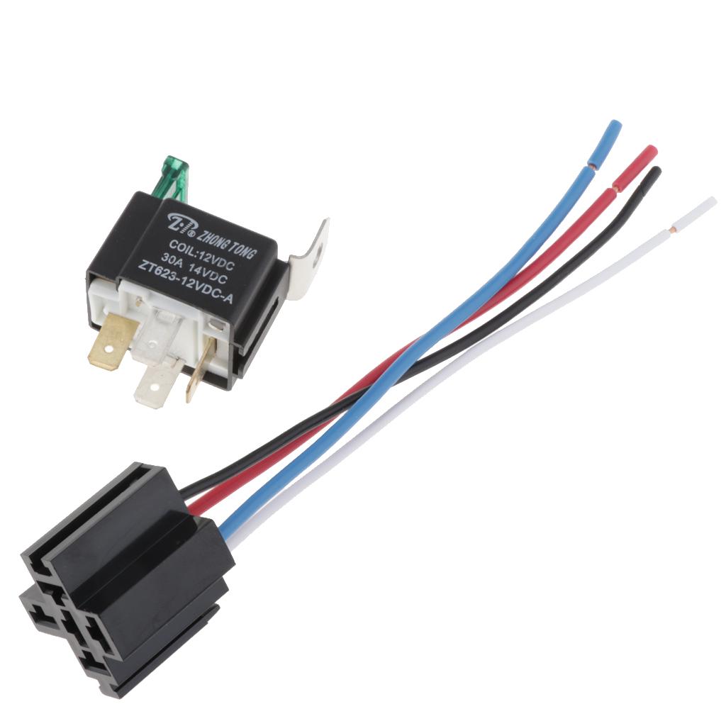Buy 30A 4-Pin Relay Socket Harness Connector for Car Truck + Sockets at ...