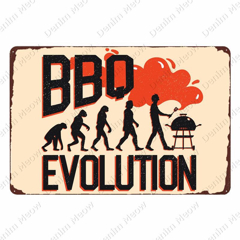 Buy Backyard BBQ Sign Vintage Grill King Metal Tin Sign Bar Pub Garden ...