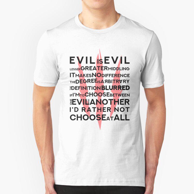 Buy Evil Is Evil Witcher Quote (white Cotton White Tees Summer Men T ...