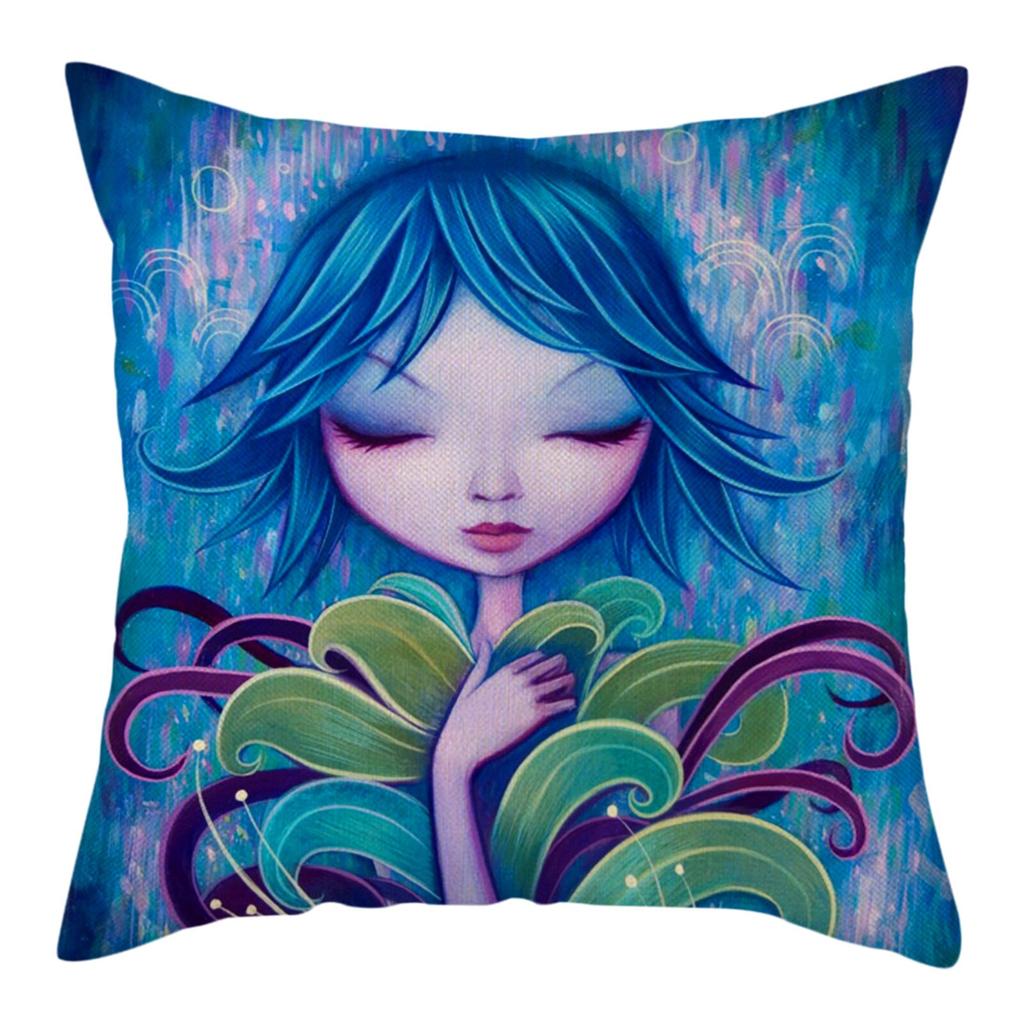 Buy Colorful Cartoon Avatar Abstract Style Linen Cushion Cover for Bed ...
