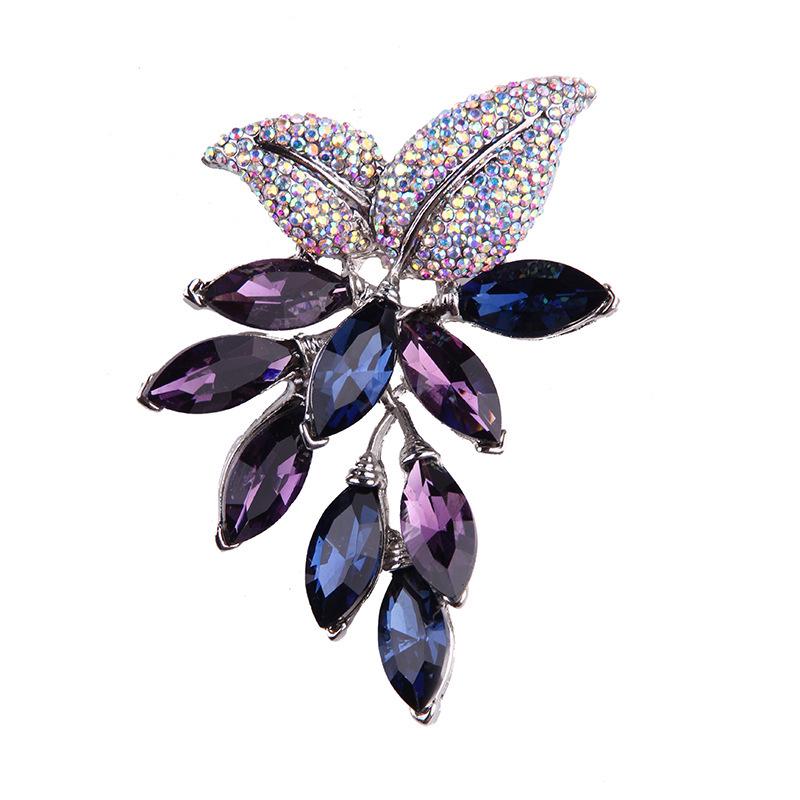 Cheap Blue Sparlking Crystal Brooch Pins Flower Women Fashion Brooches ...