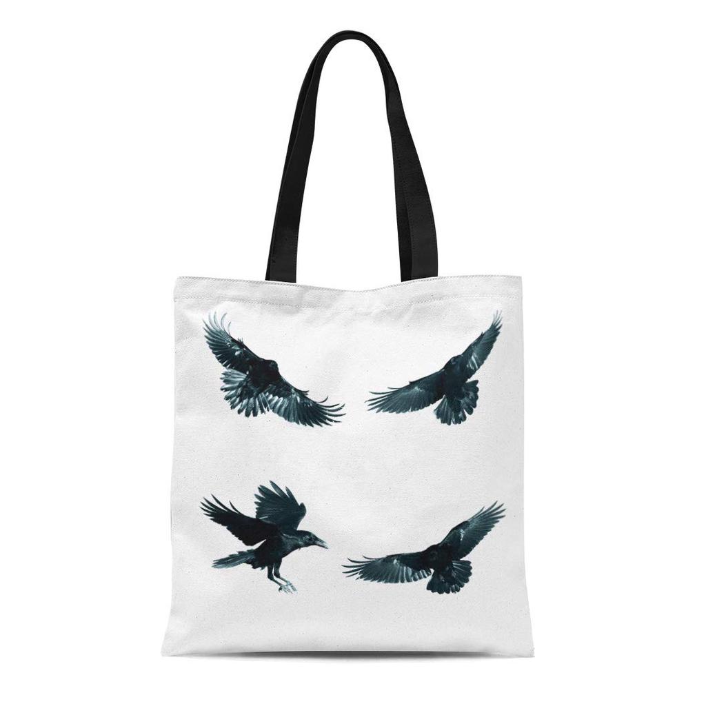 Canvas Tote Bag Crow Birds Mix Flying Common Ravens Corvus Corax ...