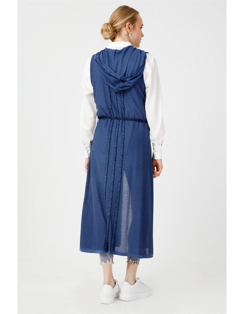 Buy Women Hooded Long Vest Sleeveless Open Front with Belt for Daily ...