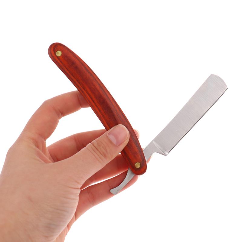 Buy Vintage Solid Wood Handle Shaving Razor Straight Pocket Knife Beard ...