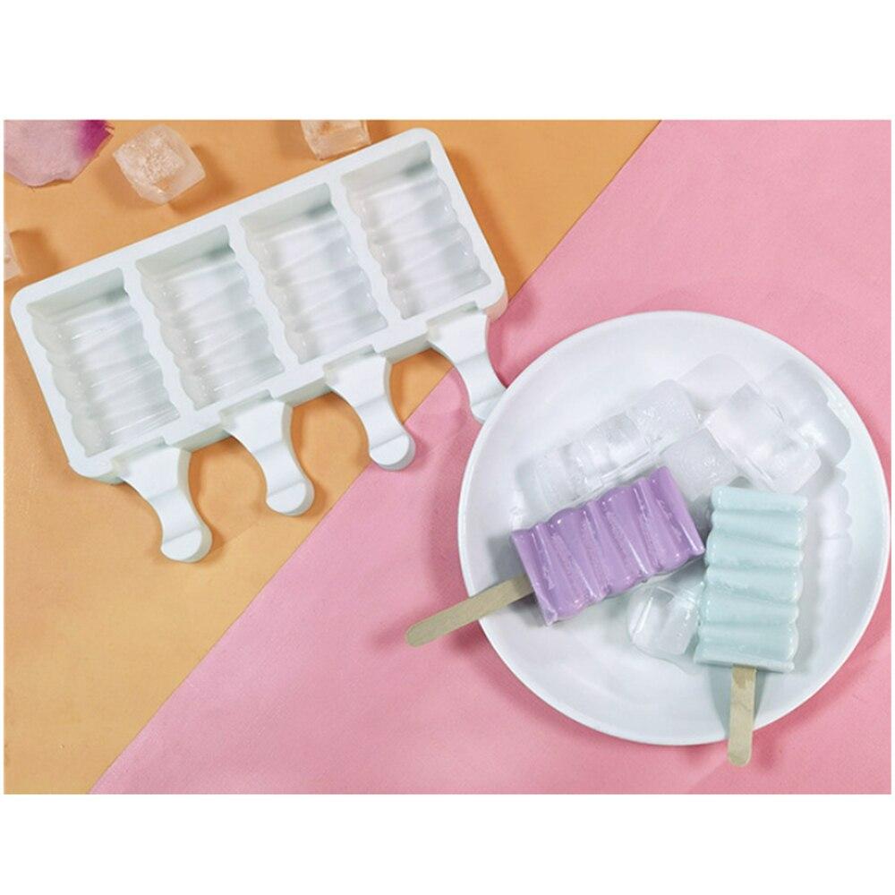 Buy 4 Cavity Block Shape Ice Cream Mould Long Shape Ice Cream Silicone ...
