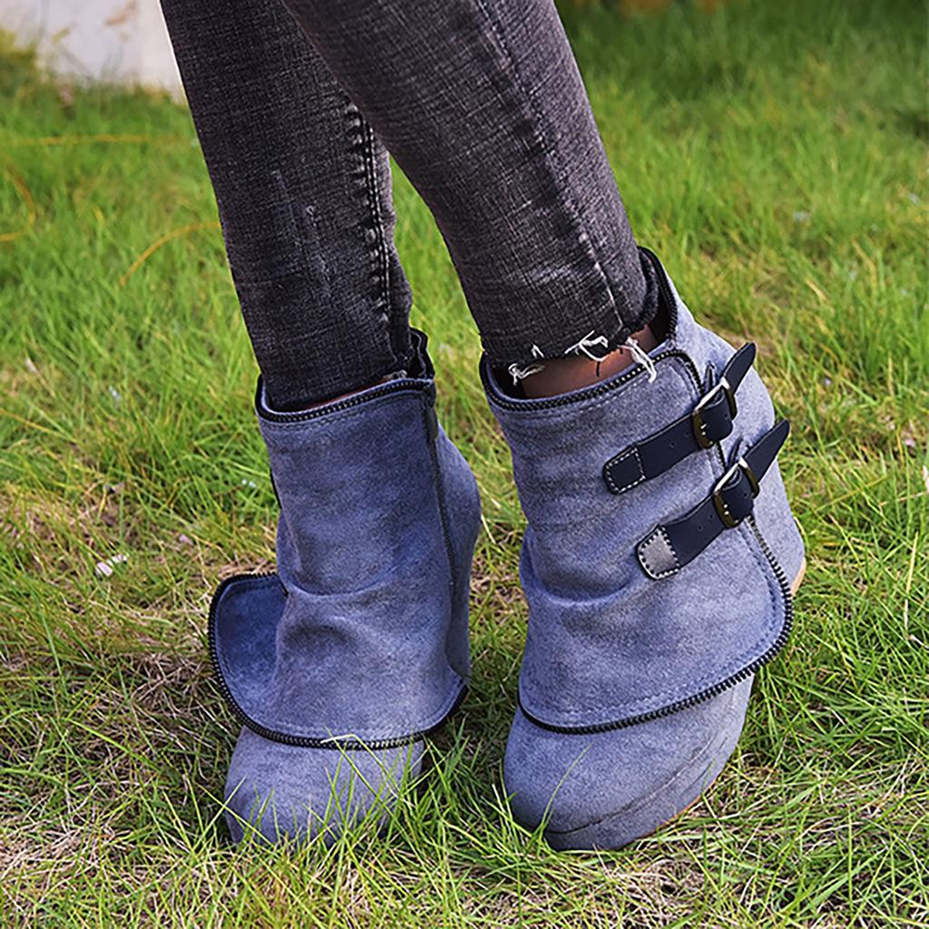 Buy Pointed Wedge Heel Women's Short Boots Short Boots Ankle Boots ...