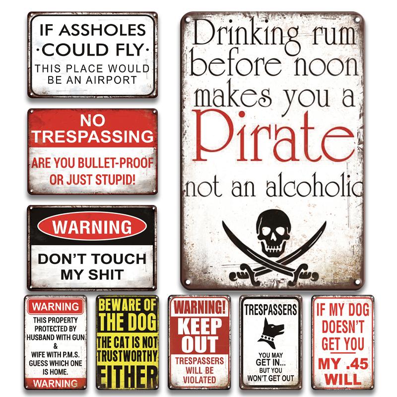 Buy Warning Slogan Tinplate Sign Vintage Beware Of Tin Poster Shabby ...