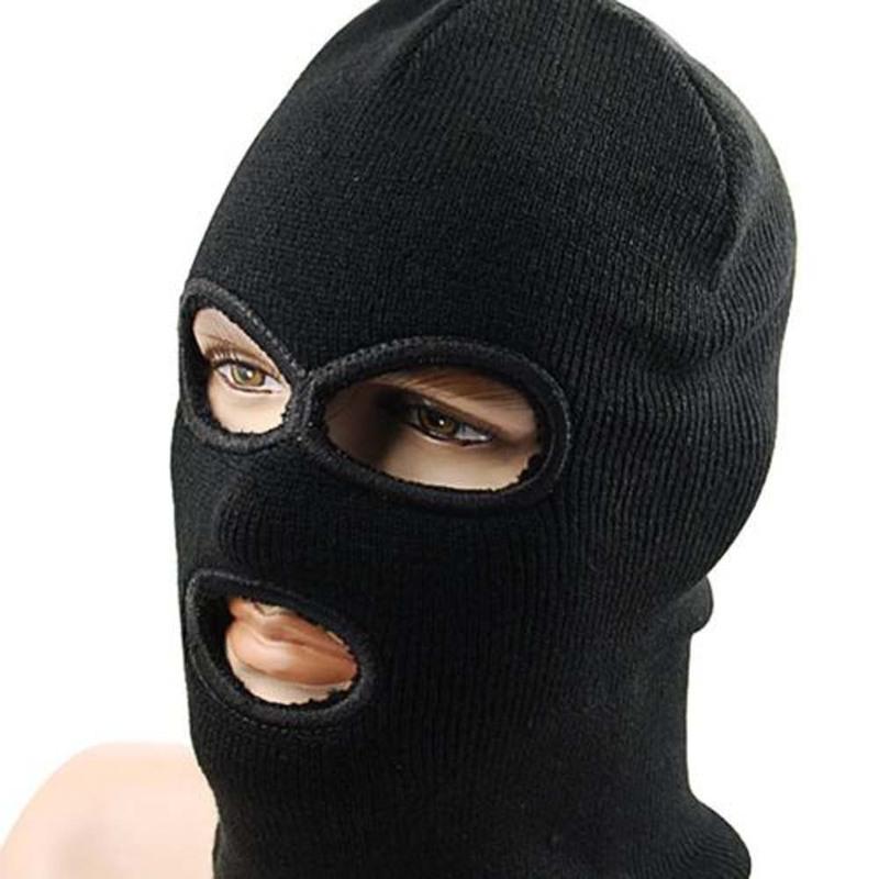 Buy 3 Hole Hot Mask Balaclava Black Knit Hat Face Shield Beanie Caps ...