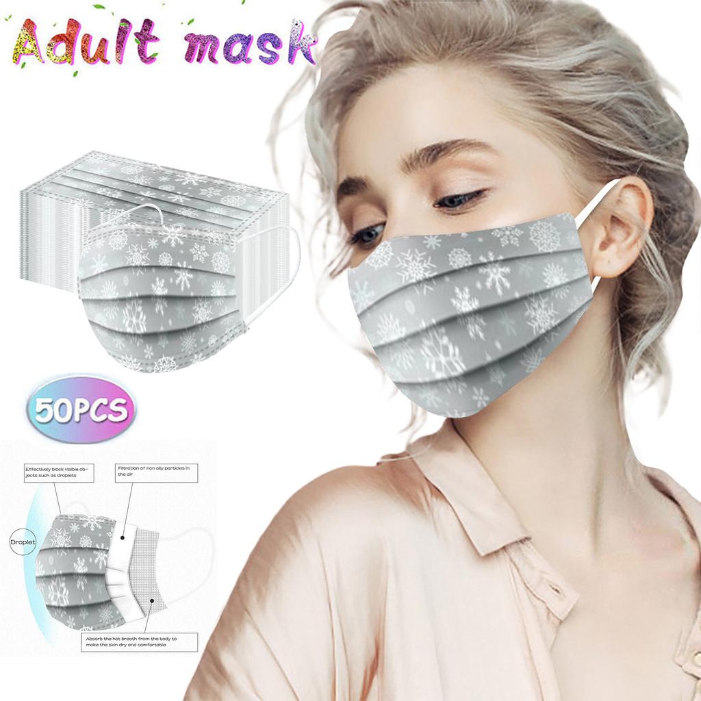 Buy Adult Disposable Gradient Snowflake Print Mask 50PC at affordable ...
