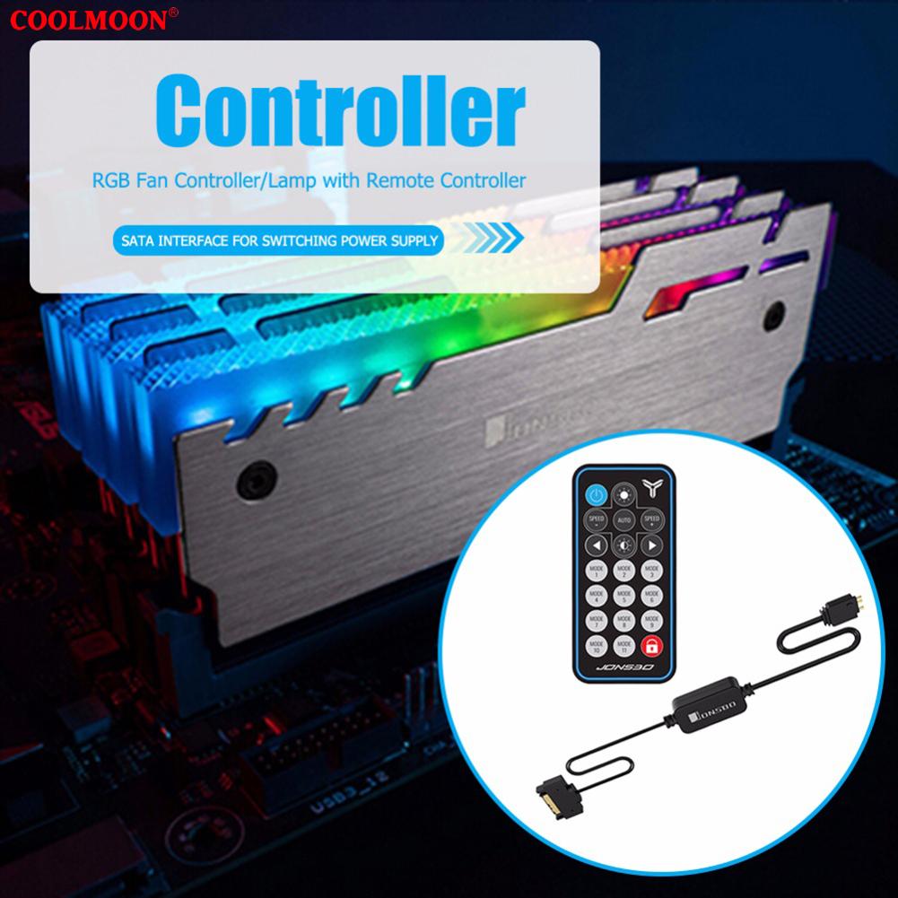 COOLMOON RGB Fans Controller Remote Control 5V 3Pin SATA Cable for PC ...