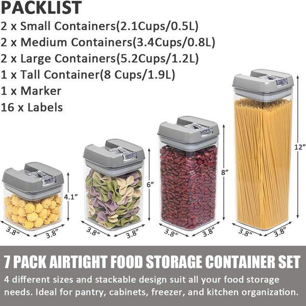 Buy 7pcs Sealed Food Storage Containers Bulk Jar Set for Cereal Plastic ...