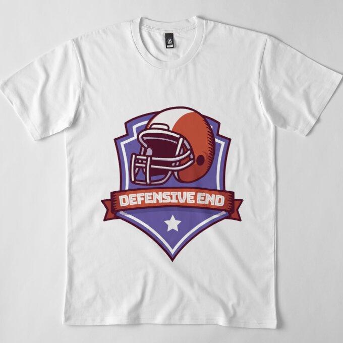 Buy Men Premium Cotton T-Shirt Defensive End American Football Player ...