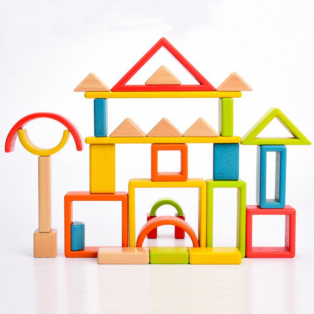 Buy Wooden Toys Kids Square Box Baby Early Educational Rainbow Blocks ...