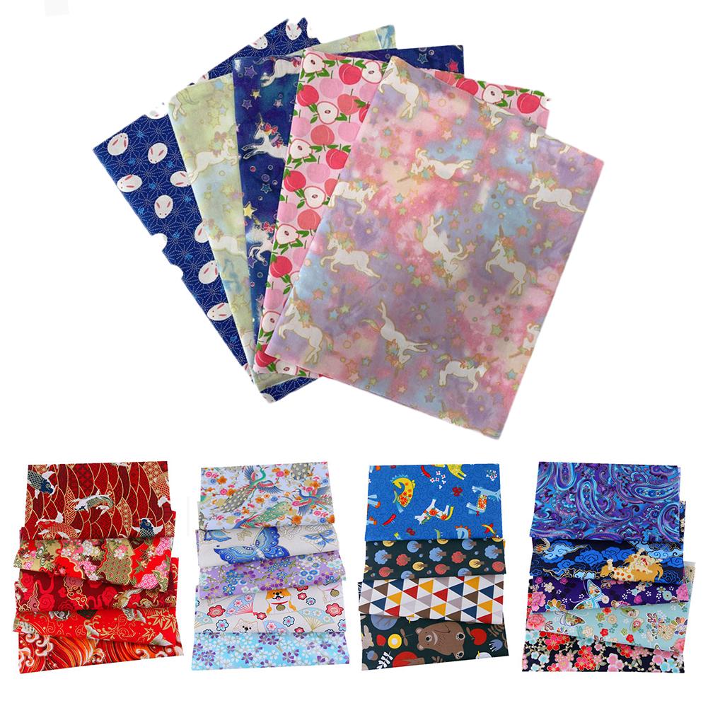 Buy 5PCS Cotton Fabric DIY Patchwork Cloth Floral Printed Cotton Sewing ...